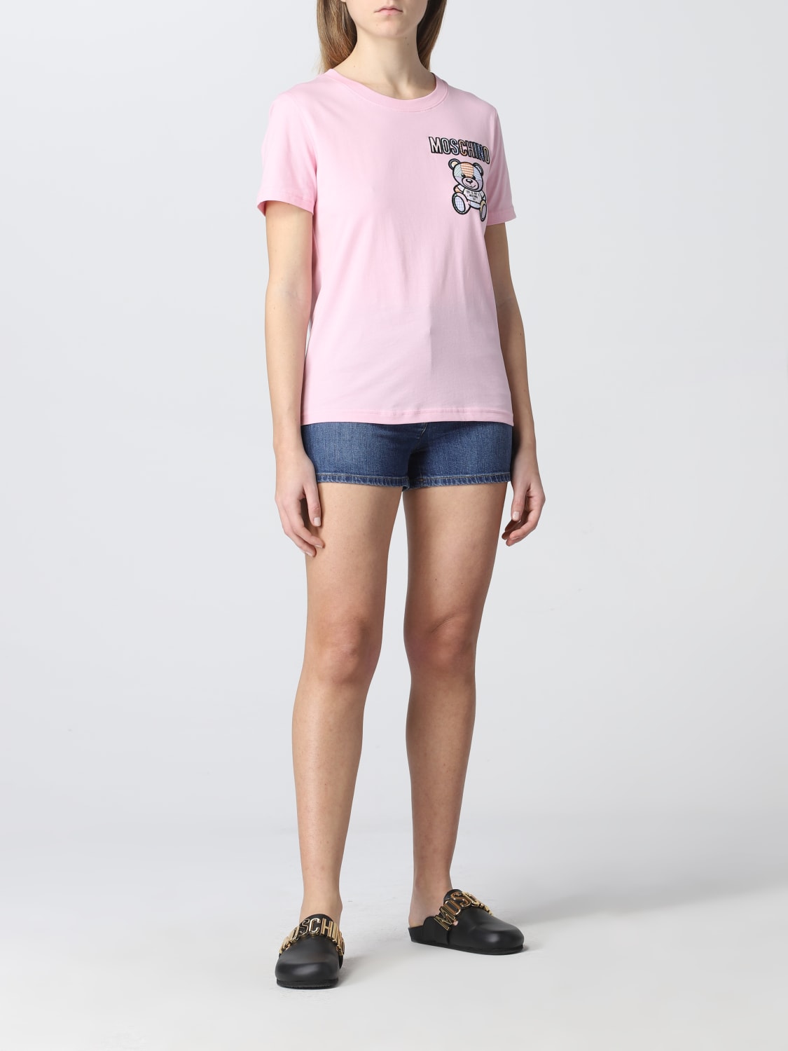 Moschino Couture Outlet: Teddy Bear cotton t-shirt - Pink | Moschino Couture t-shirt 07060441 ...