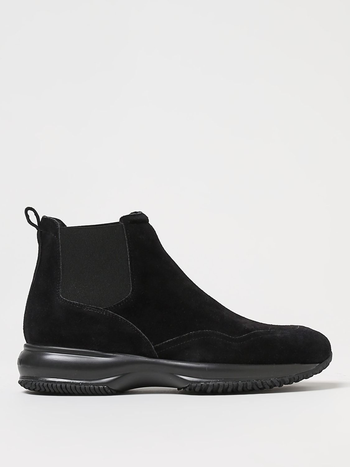 HOGAN: Interactive Chelsea boots in suede - Black | HOGAN flat ankle ...