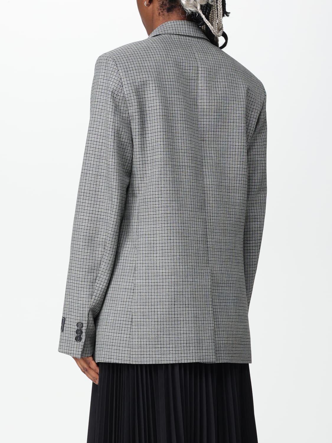 MSGM: blazer in wool with check pattern - Grey | MSGM blazer 3541MDG19237700 online at GIGLIO.COM