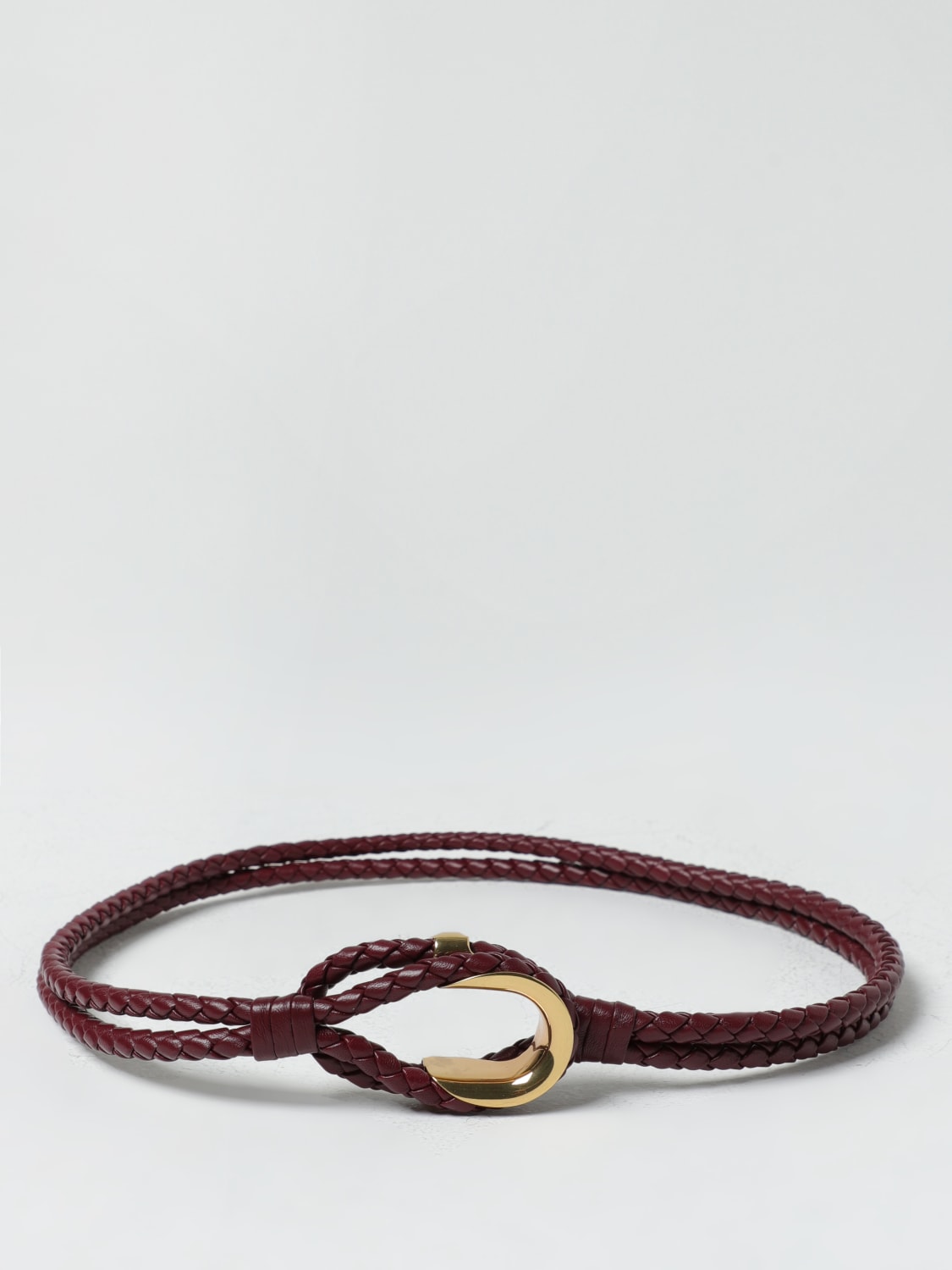 BOTTEGA VENETA: Coaxial belt in woven leather - Burgundy | BOTTEGA ...