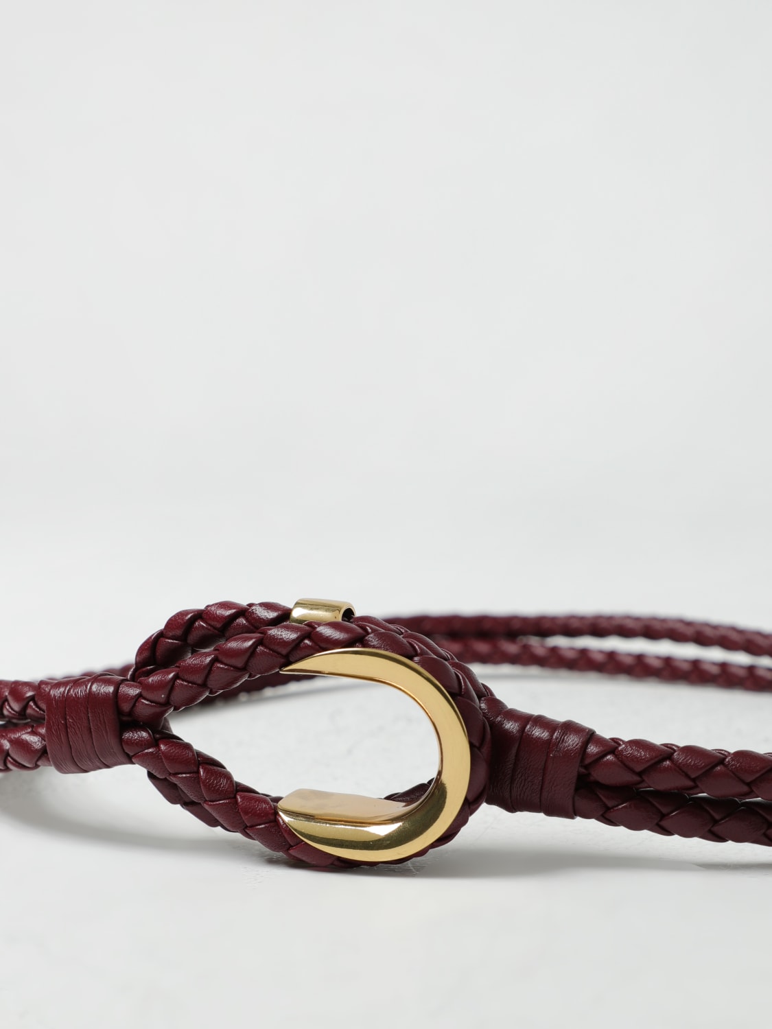 BOTTEGA VENETA: Coaxial belt in woven leather - Burgundy | BOTTEGA ...