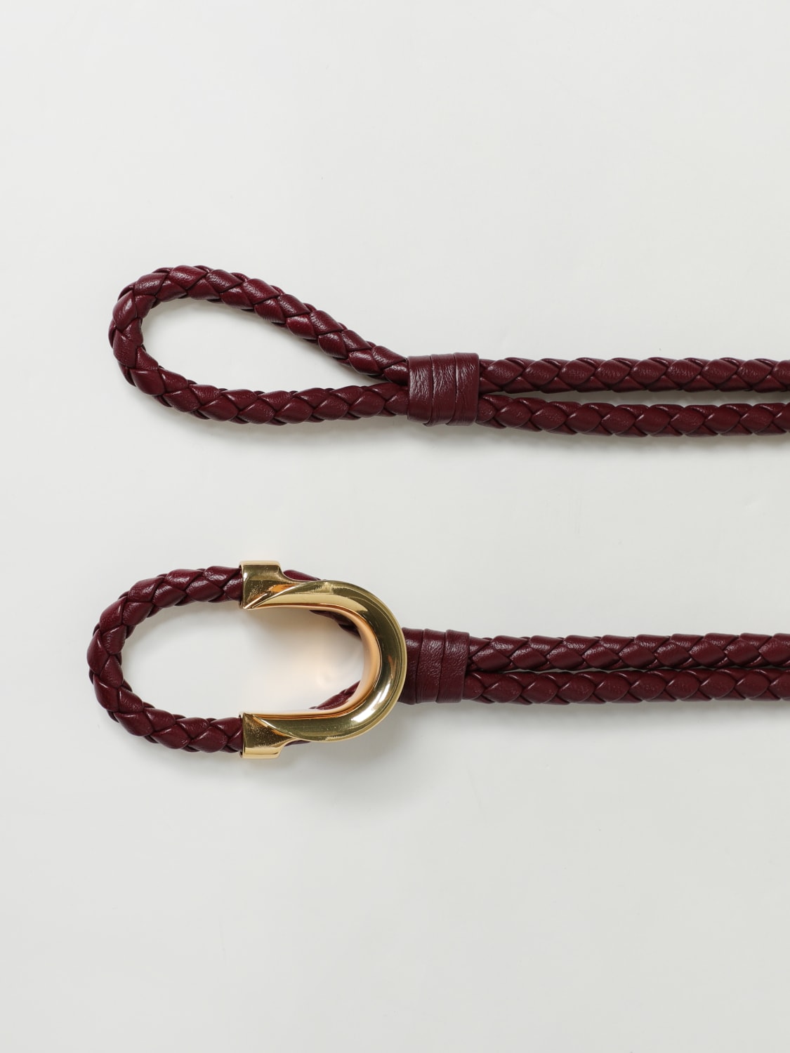 BOTTEGA VENETA: Coaxial belt in woven leather - Burgundy | BOTTEGA ...