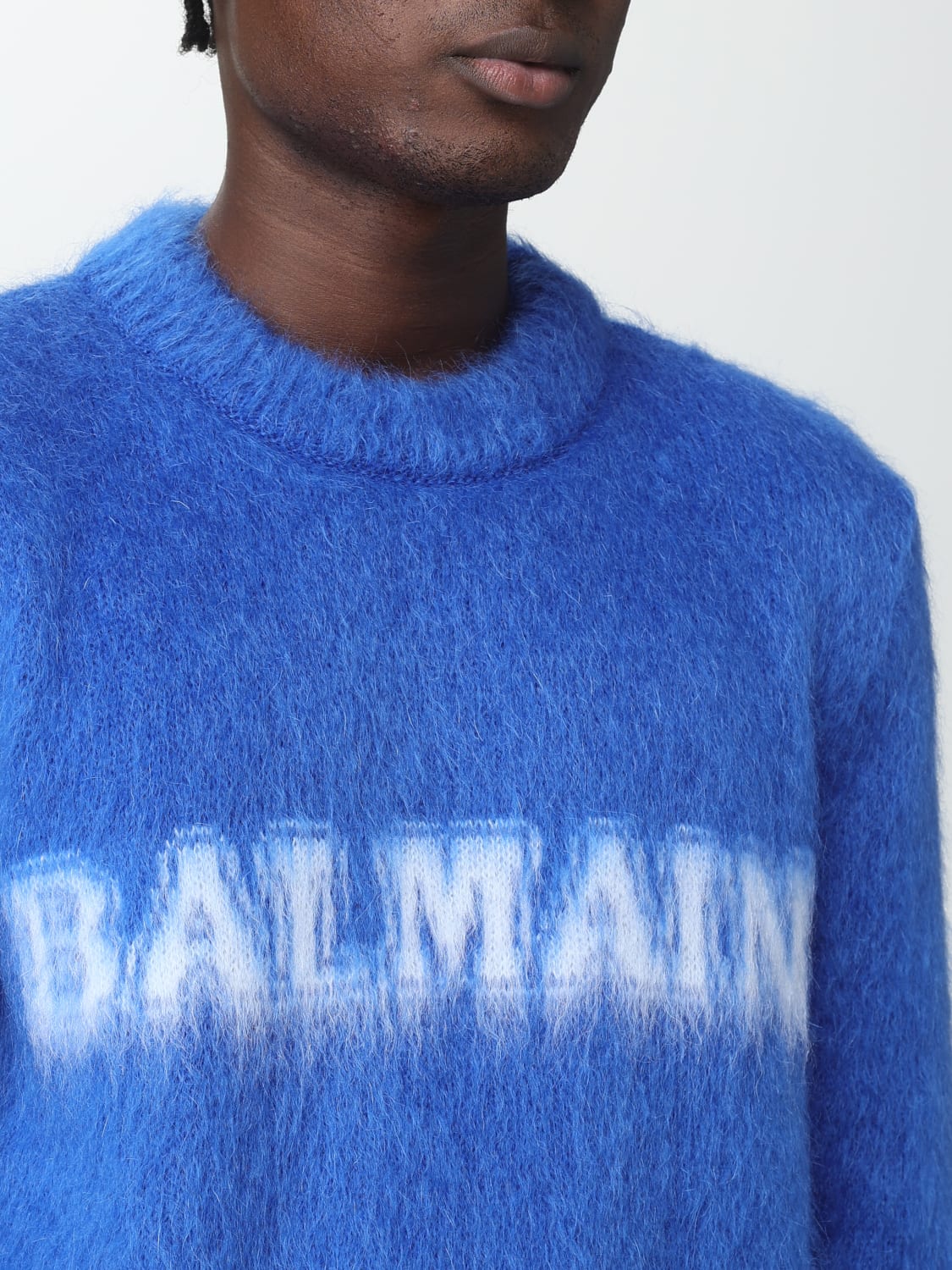 BALMAIN: sweater in Mohair wool - Royal Blue | BALMAIN sweater ...