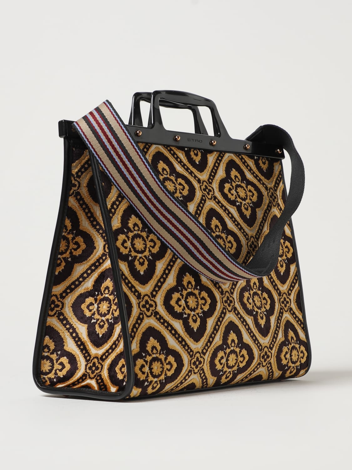 ETRO Outlet: Borsa Love Trotter in cotone jacquard con logo - Nero ...