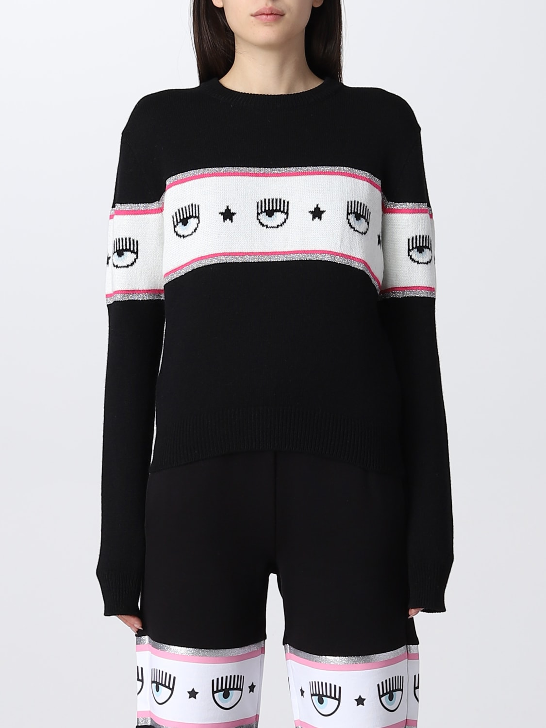Chiara Ferragni Outlet: Maglia di misto lana Chiara Ferrani - Nero ...