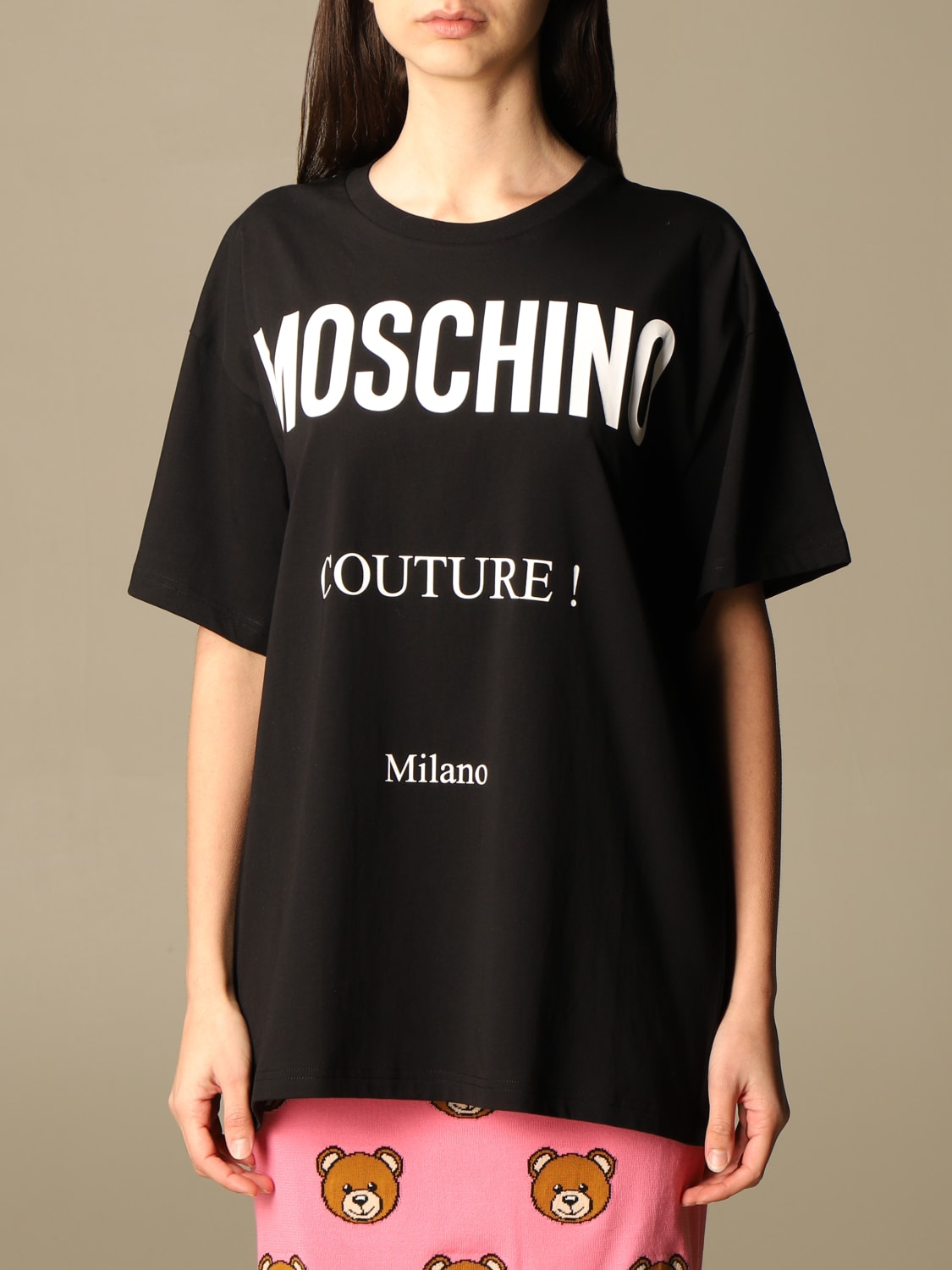 MOSCHINO COUTURE: T-shirt over con logo - Nero | T-Shirt Moschino Couture 0716 540 online su ...
