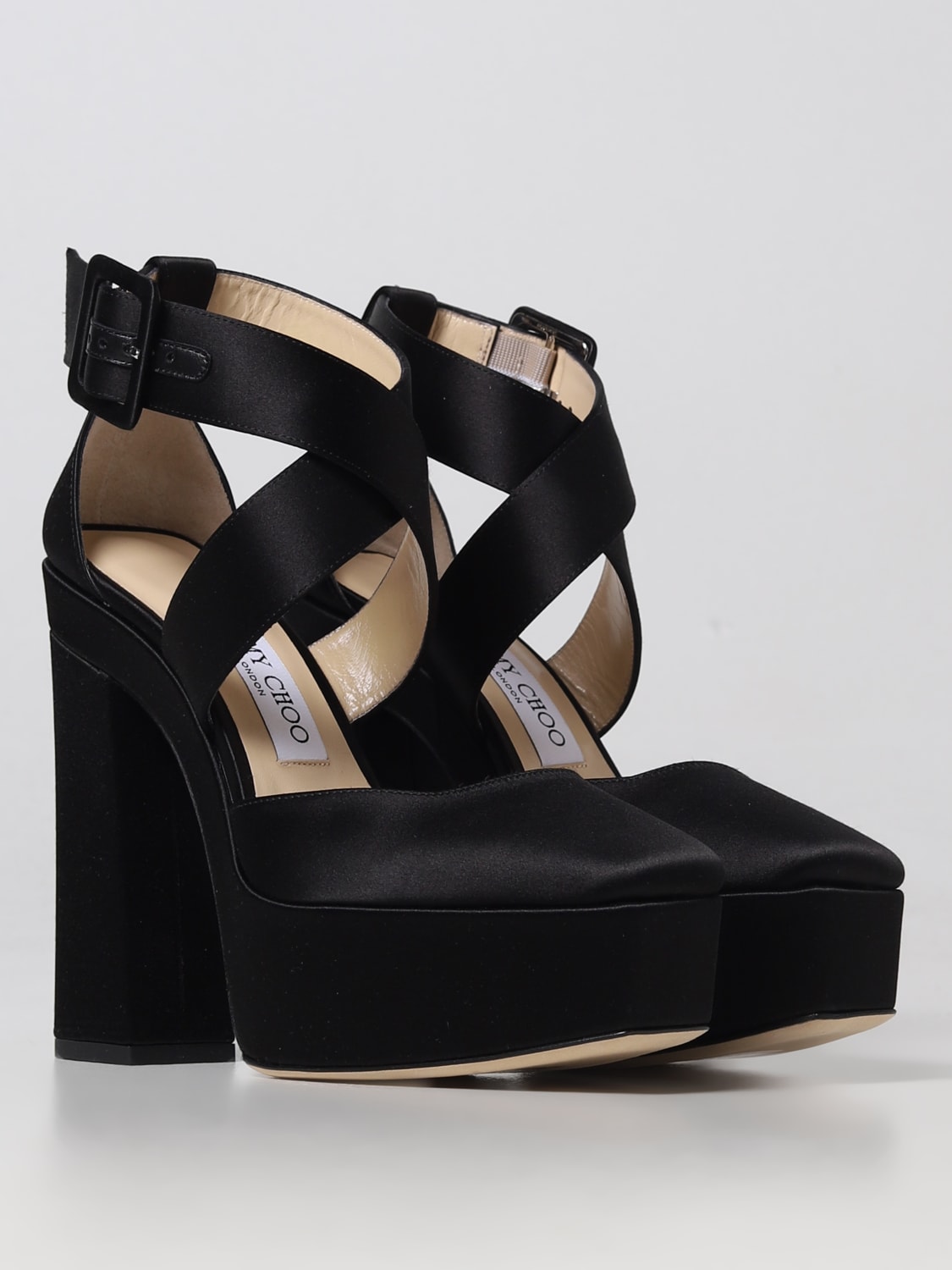 Jimmy Choo Outlet: Pump Gian in raso - Nero | Scarpe Con Tacco Jimmy ...