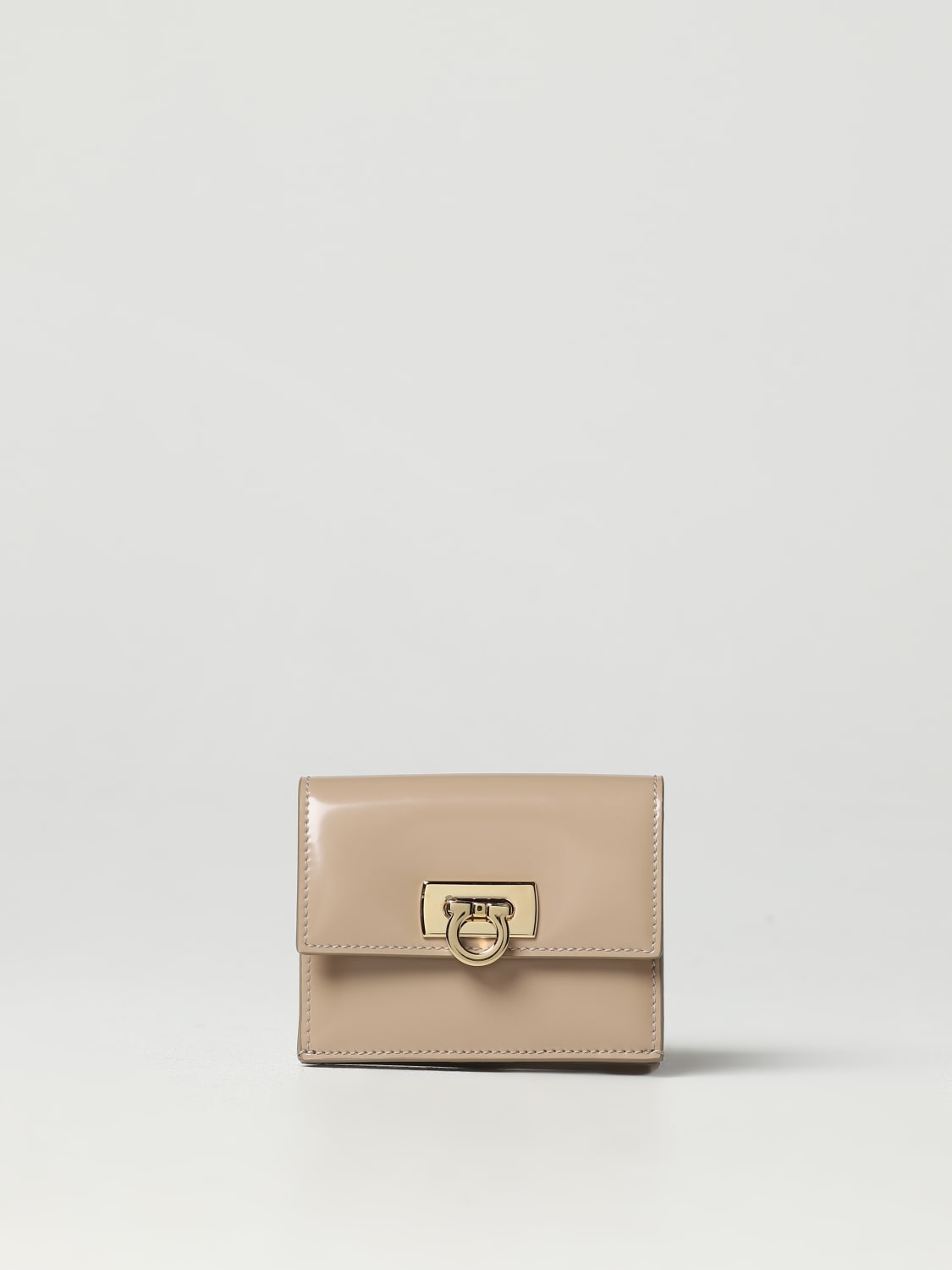 FERRAGAMO: wallet in brushed leather - Beige | Ferragamo wallet 220434 ...