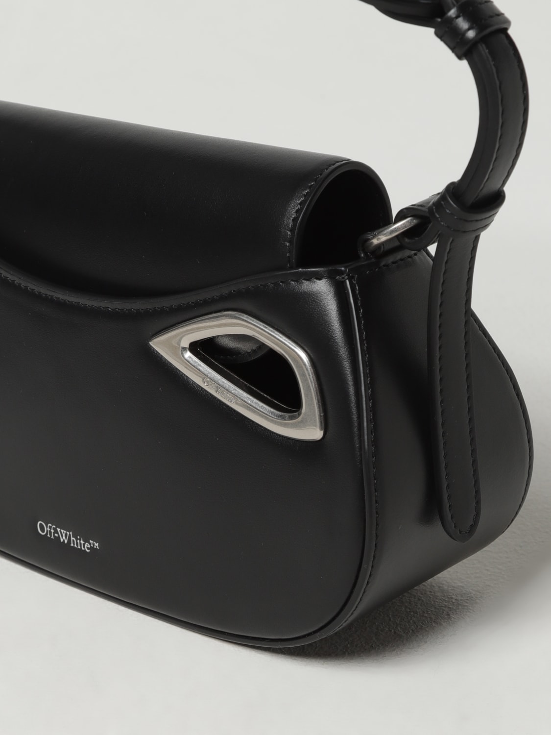 Off-White Outlet: Clam leather bag - Black | Off-White shoulder bag ...