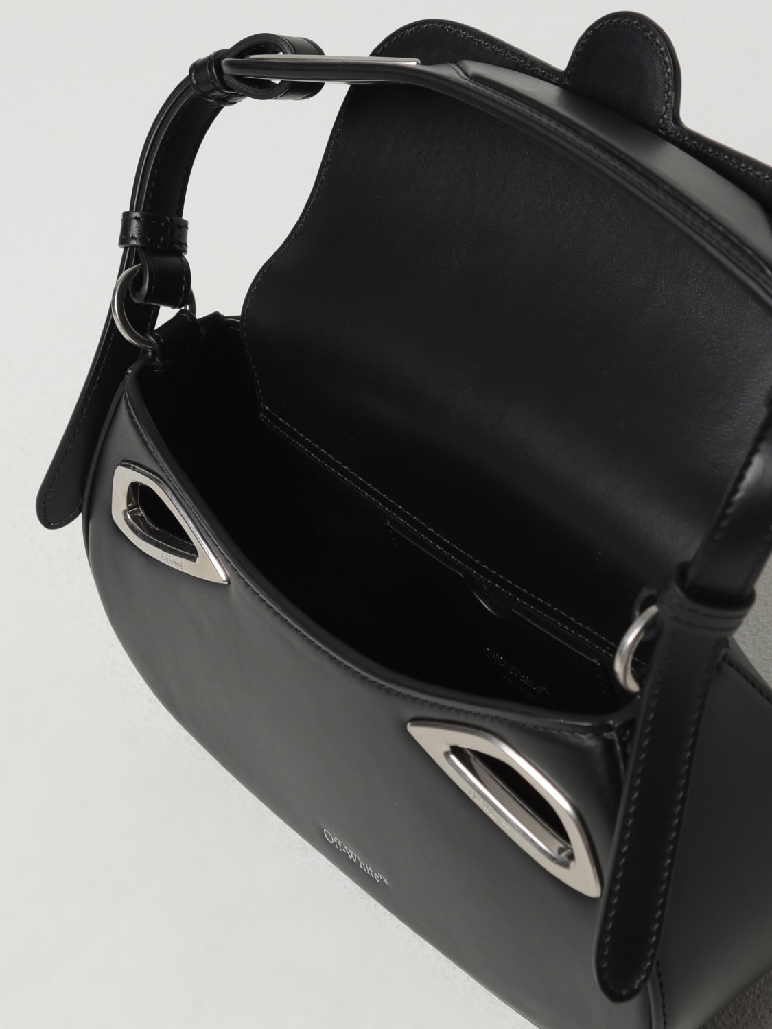 Off-White Outlet: Clam leather bag - Black | Off-White shoulder bag ...