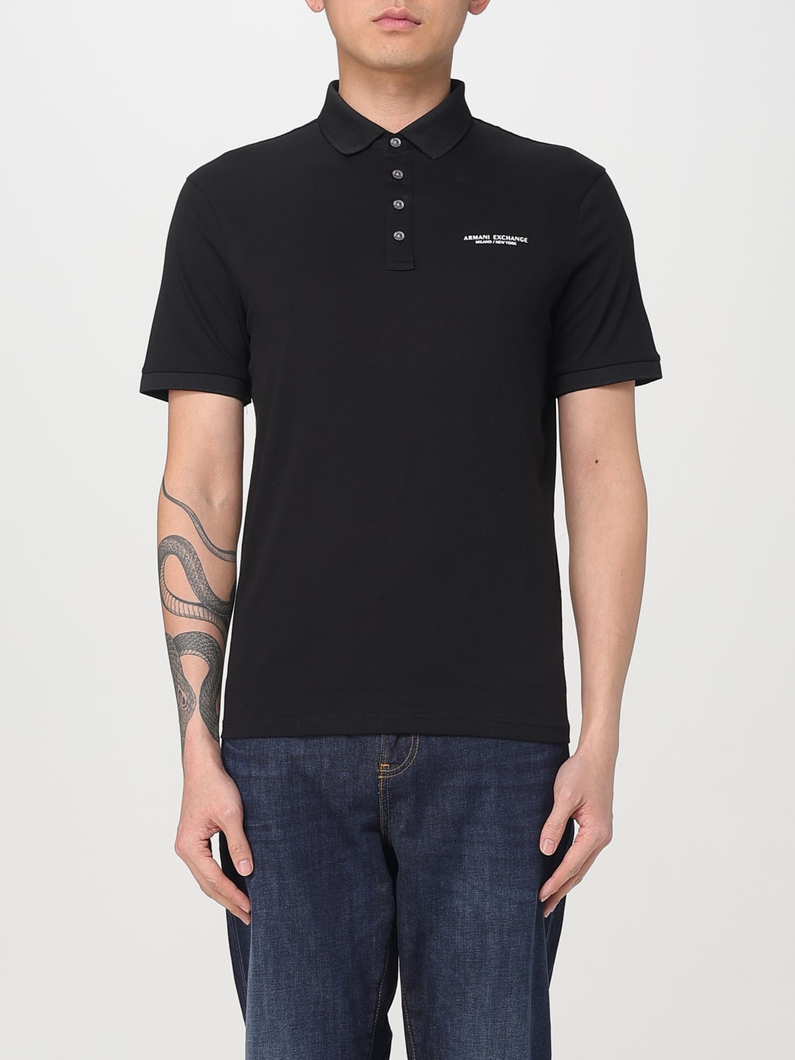 ARMANI EXCHANGE: Polo shirt men - Black | Armani Exchange polo shirt ...