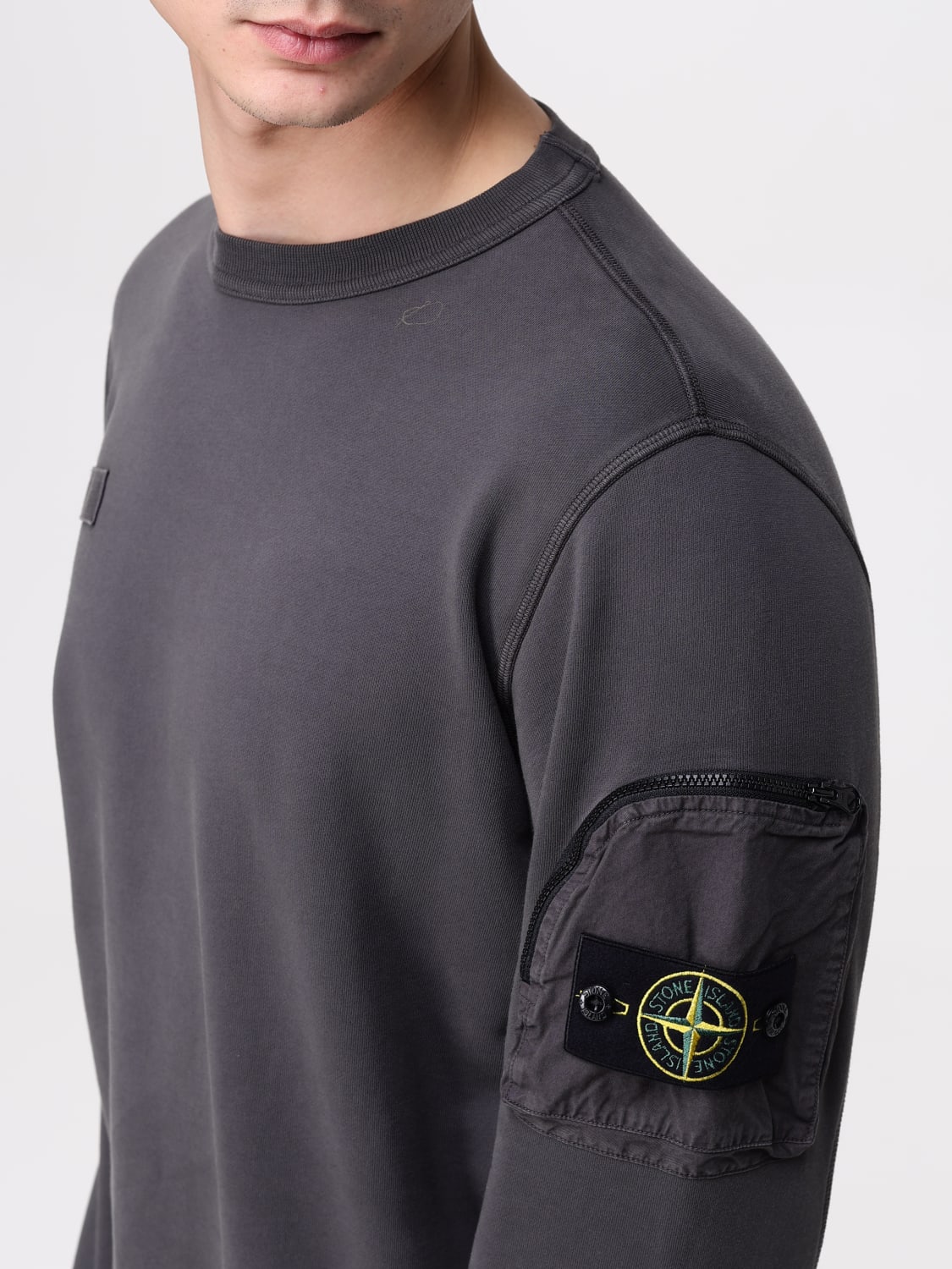 STONE ISLAND: Sweatshirt men - Charcoal | Stone Island sweatshirt 6100003S0123 online at GIGLIO.COM