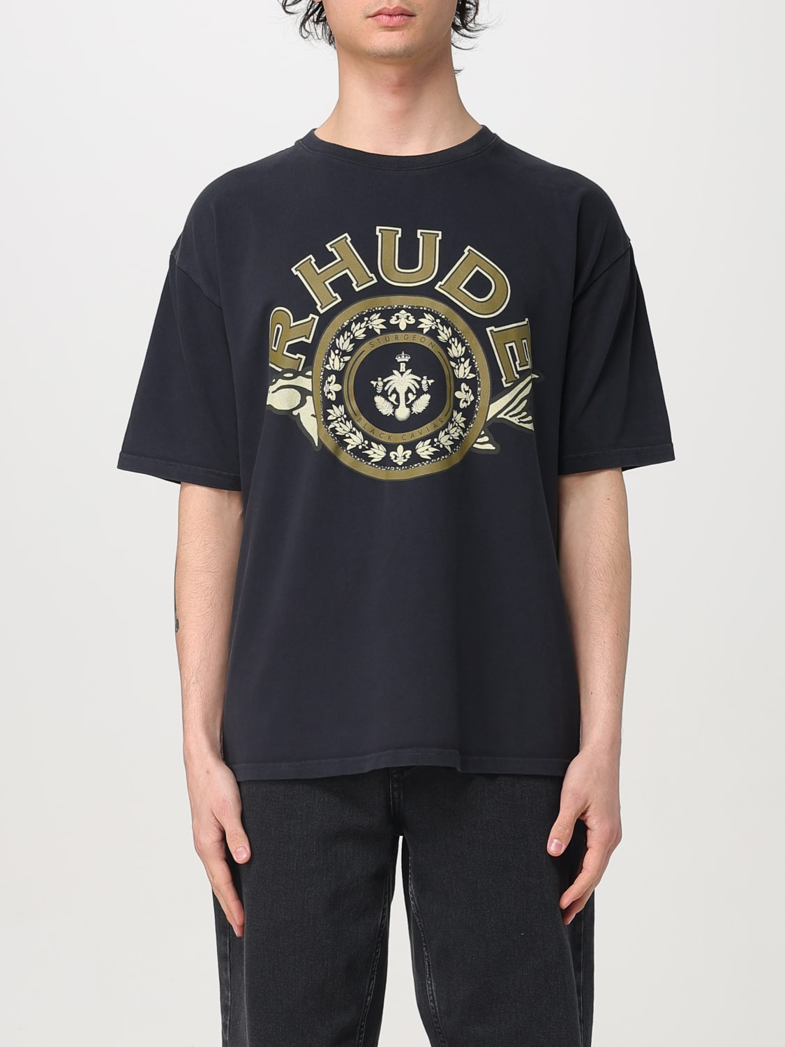 RHUDE: T-shirt men - Black | Rhude t-shirt RHPS25TT05012 online at ...