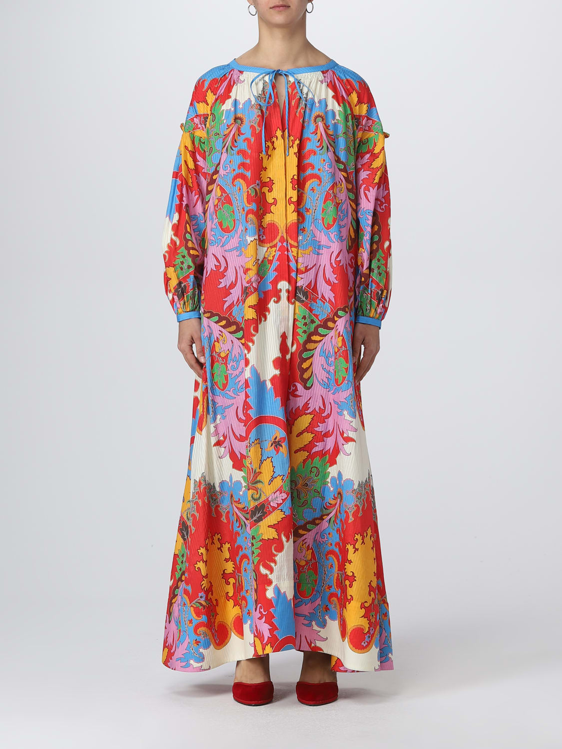 ETRO: dress in cotton and silk with Paisley print - Red | Etro dress ...