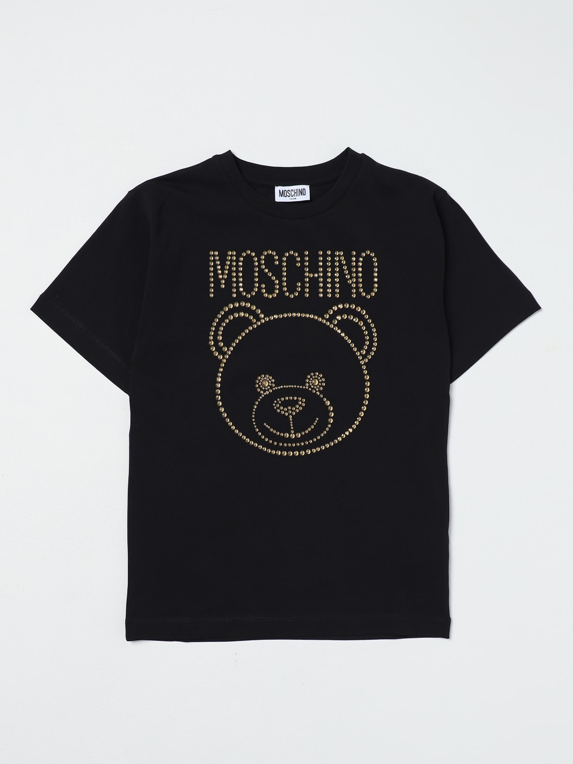 MOSCHINO: T-shirt Kid in cotone - Nero | T-Shirt Moschino HBM060LBA10 online su GIGLIO.COM