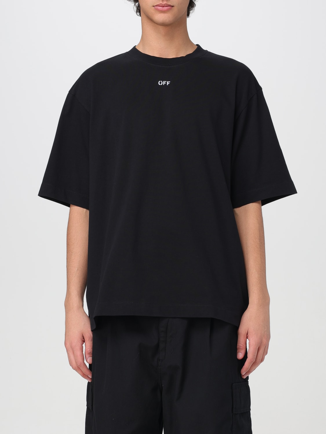 OFF-WHITE: T-shirt men - Black 1 | Off-White t-shirt OMAA120C99JER005 ...