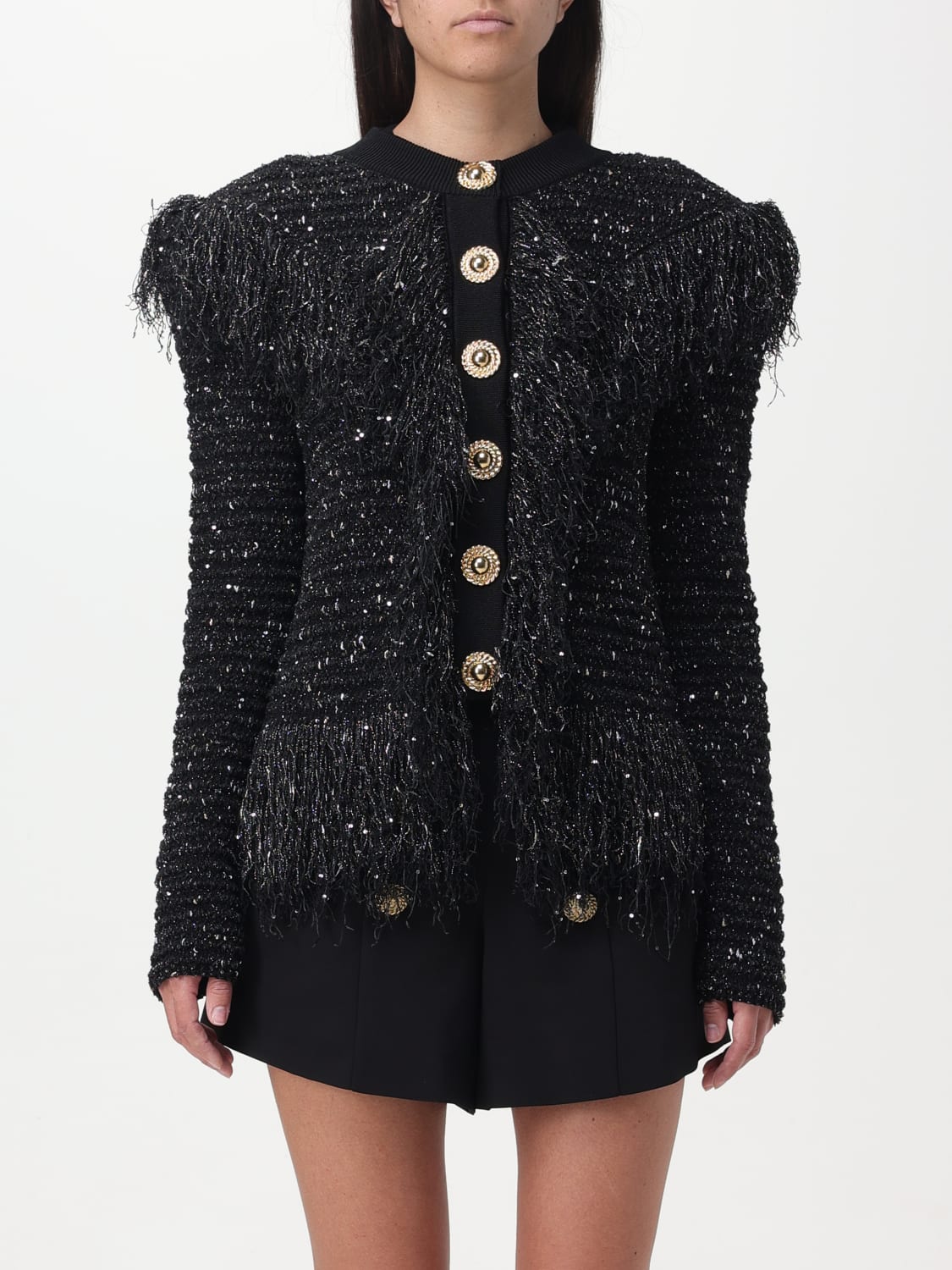 BALMAIN: Jacket woman - Black | Balmain jacket CF1KL141KF46 online at ...