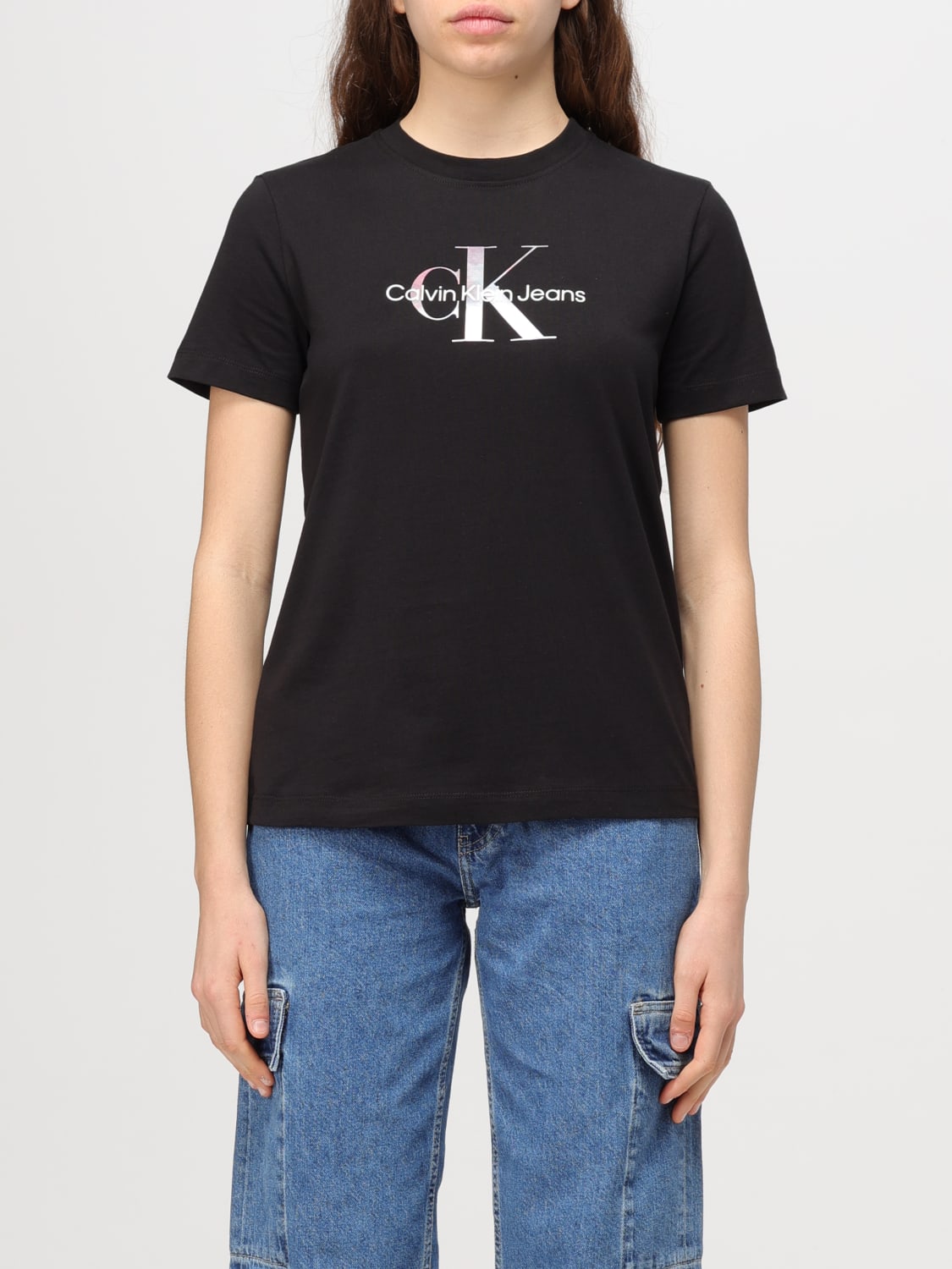 CALVIN KLEIN: T-shirt woman Ck Jeans - Black | Calvin Klein t-shirt J20J223264 online at GIGLIO.COM
