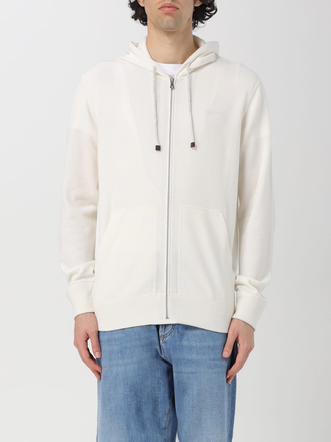 BRUNELLO CUCINELLI: men's zip-up hoodie - White | Brunello Cucinelli ...