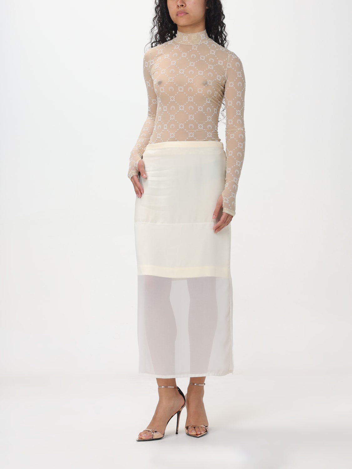 MARINE SERRE: T-shirt woman - Beige | Marine Serre top MARINE SERRE: T-shirt woman - Beige | Marine Serre top