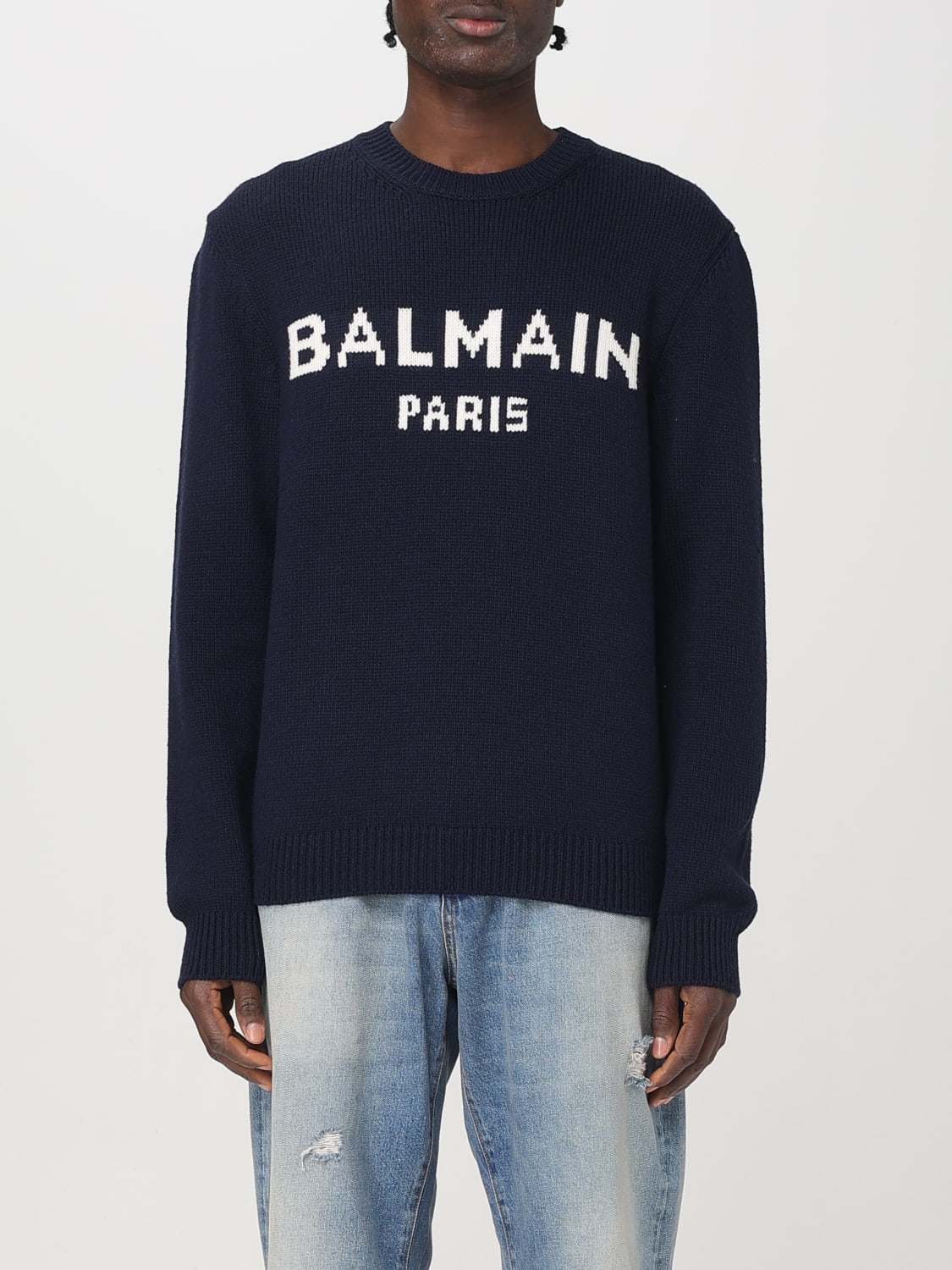 BALMAIN: Sweater men - Marine | Balmain sweater DH1KD000KG97 online at ...