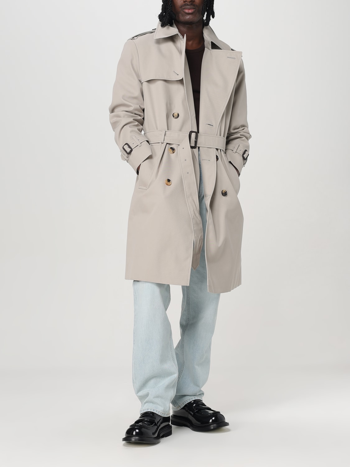 BURBERRY: Trench coat men - Grey | Burberry jacket 8101309 online at GIGLIO.COM