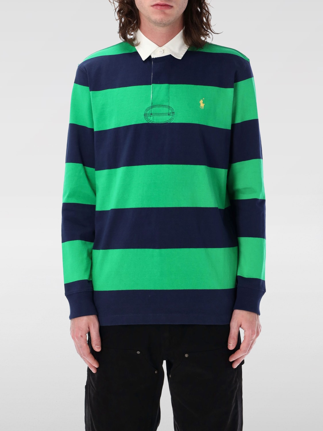 POLO RALPH LAUREN: T-shirt men - Green | Polo Ralph Lauren polo shirt 710900566 online at GIGLIO.COM