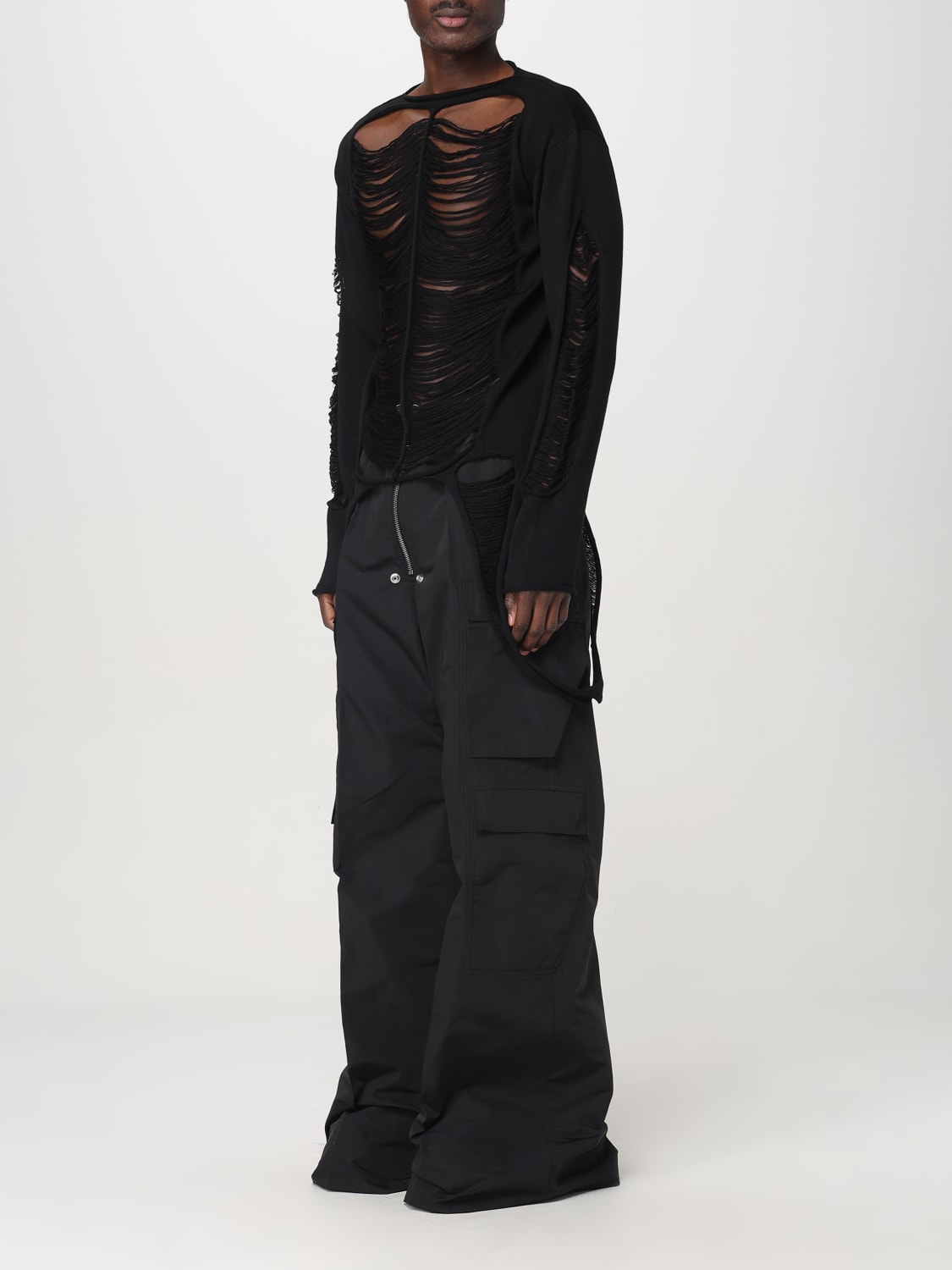 RICK OWENS: Cardigan men - Black | Rick Owens sweater RR01E5671KGRIDM online at GIGLIO.COM
