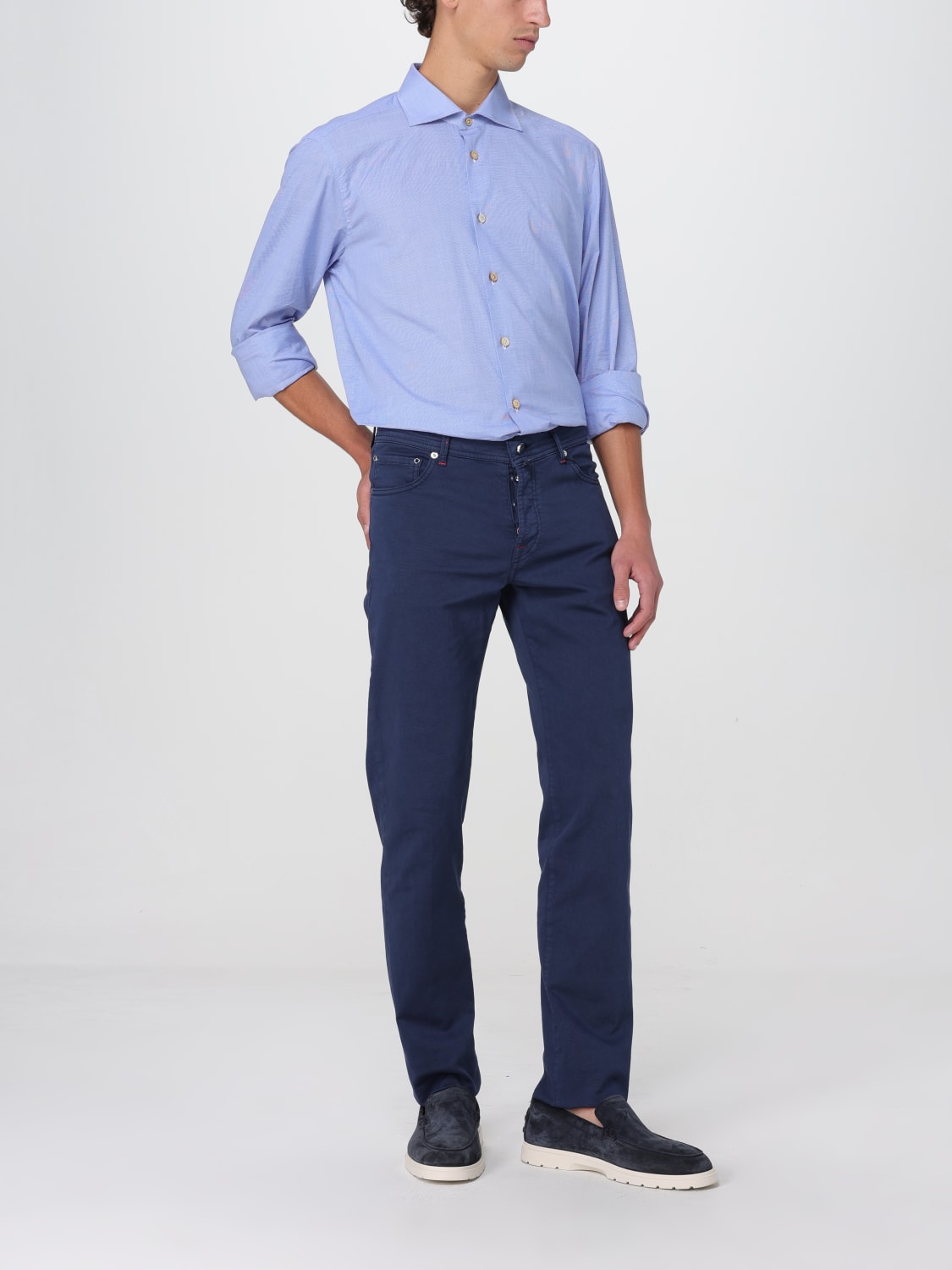 KITON: Pants men - Blue | Kiton jeans UPNJSMK0601F19 online at GIGLIO.COM