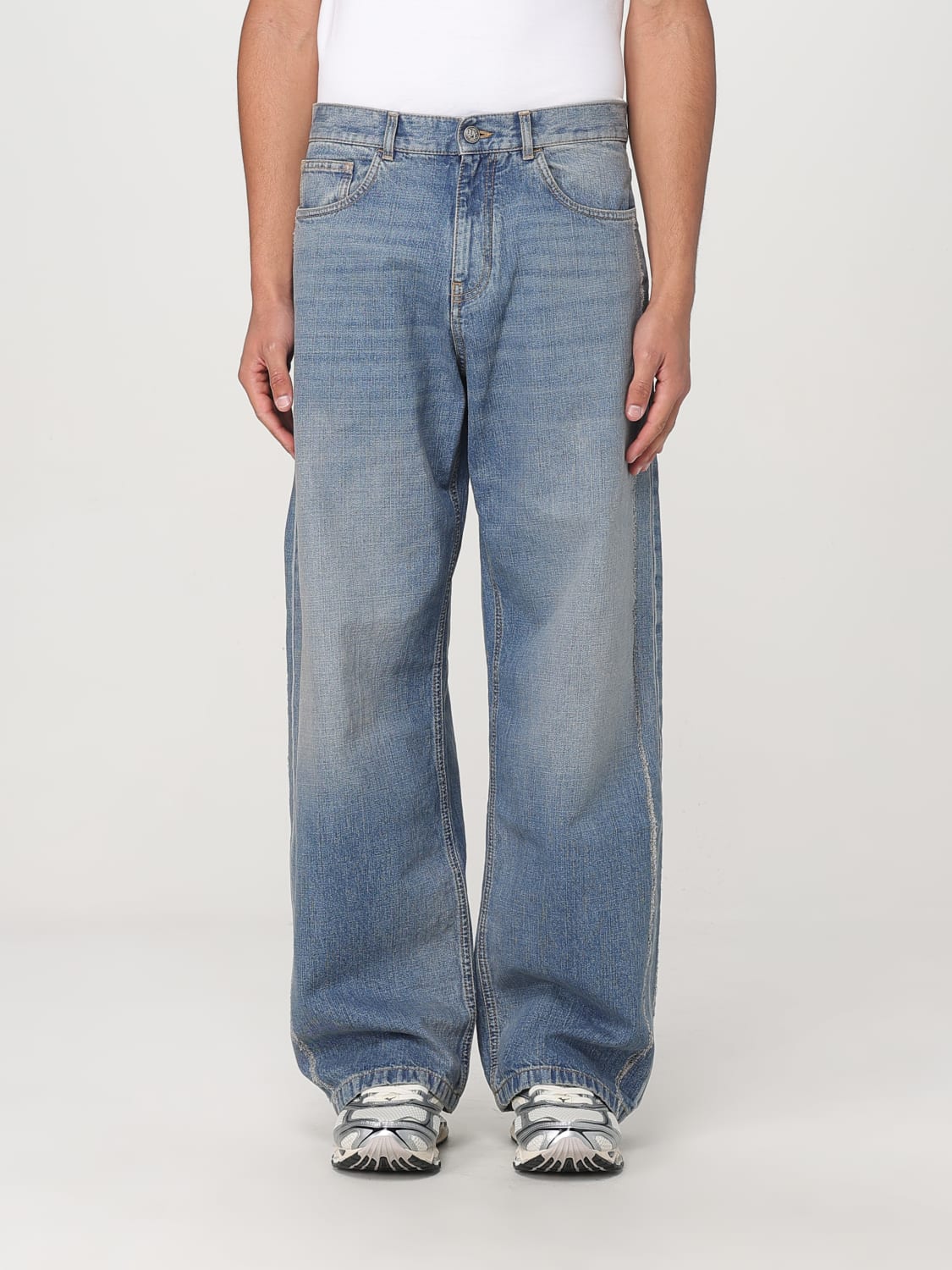 PALM ANGELS: Pants men - Gnawed Blue | Palm Angels jeans ...