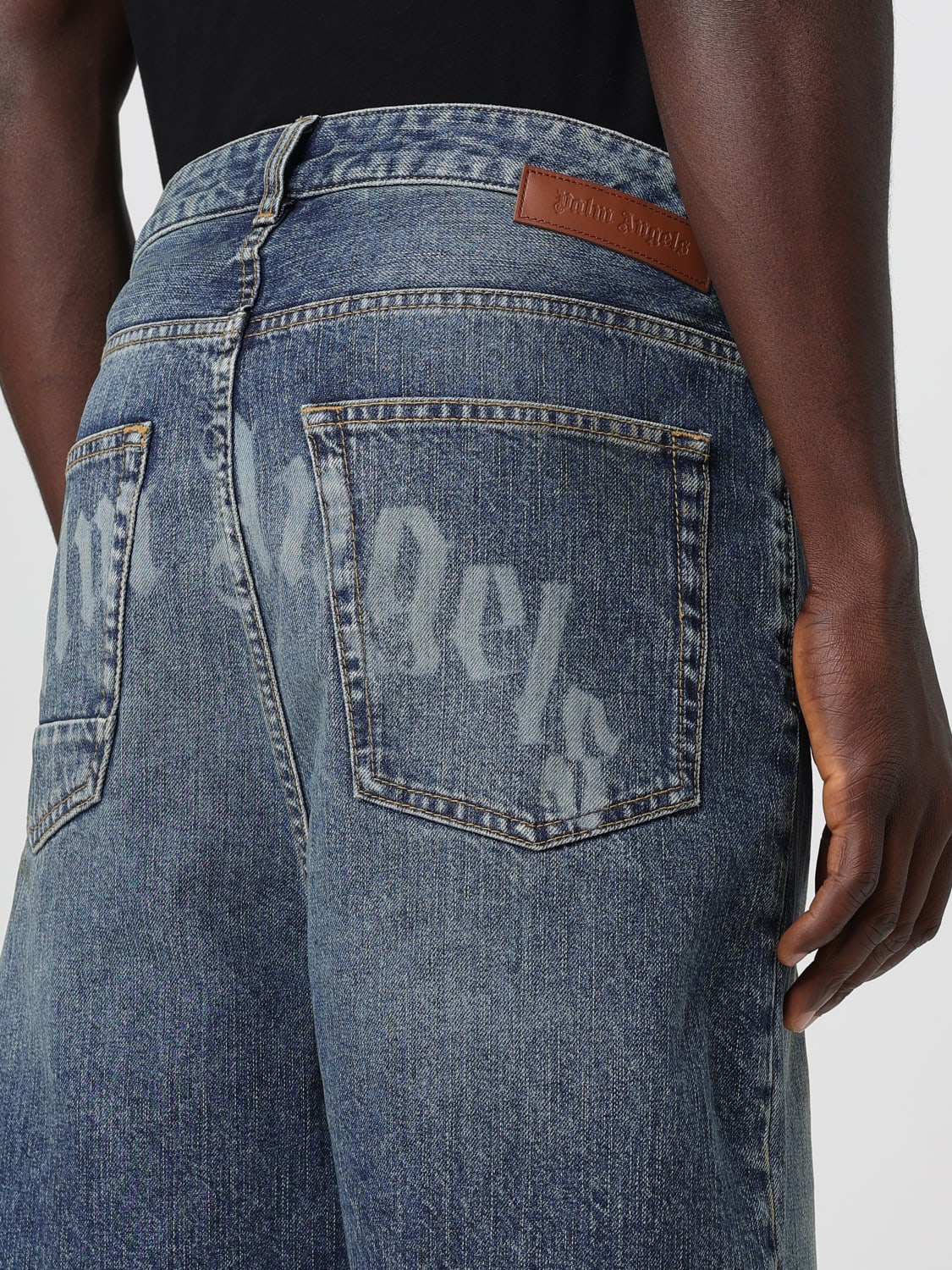 PALM ANGELS: Jeans men - Blue | Palm Angels short PMYC003S25DEN003 ...