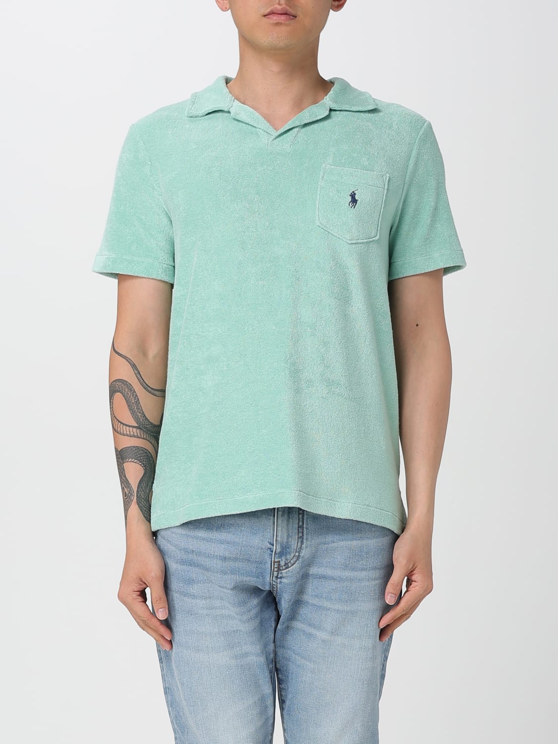 POLO RALPH LAUREN: T-shirt men - Green | Polo Ralph Lauren polo shirt 710901044 online at GIGLIO.COM